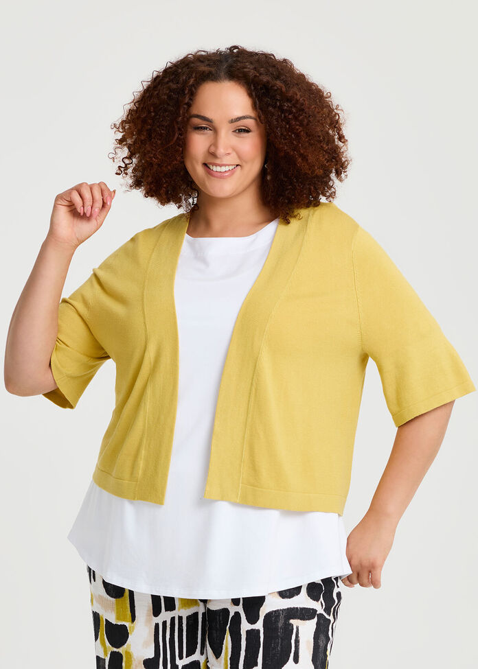 Shop Plus Size Jessie Crop Natural Cardigan, Yellow | Taking Shape AU