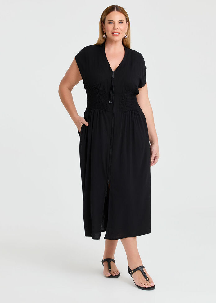 Shop Plus Size Zoe Zip Maxi Natural Dress, Black | Taking Shape AU