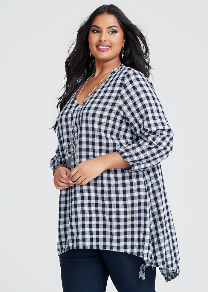Shop Plus Size Natural Blue Check Top, Blue | Taking Shape AU