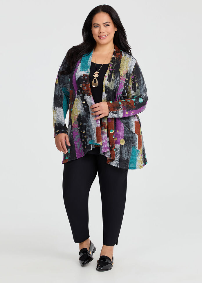Shop Plus Size Paintbrush Foil Snug Cardigan, Multi | Taking Shape NZ