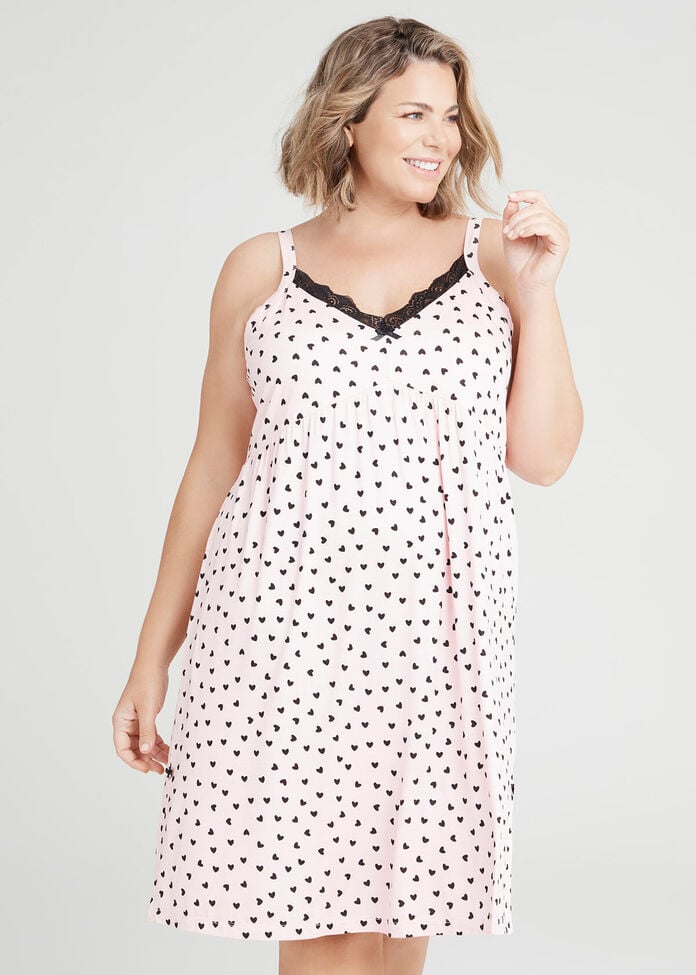 Shop Plus Size Bamboo Mini Hearts Nightie, Print | Taking Shape AU