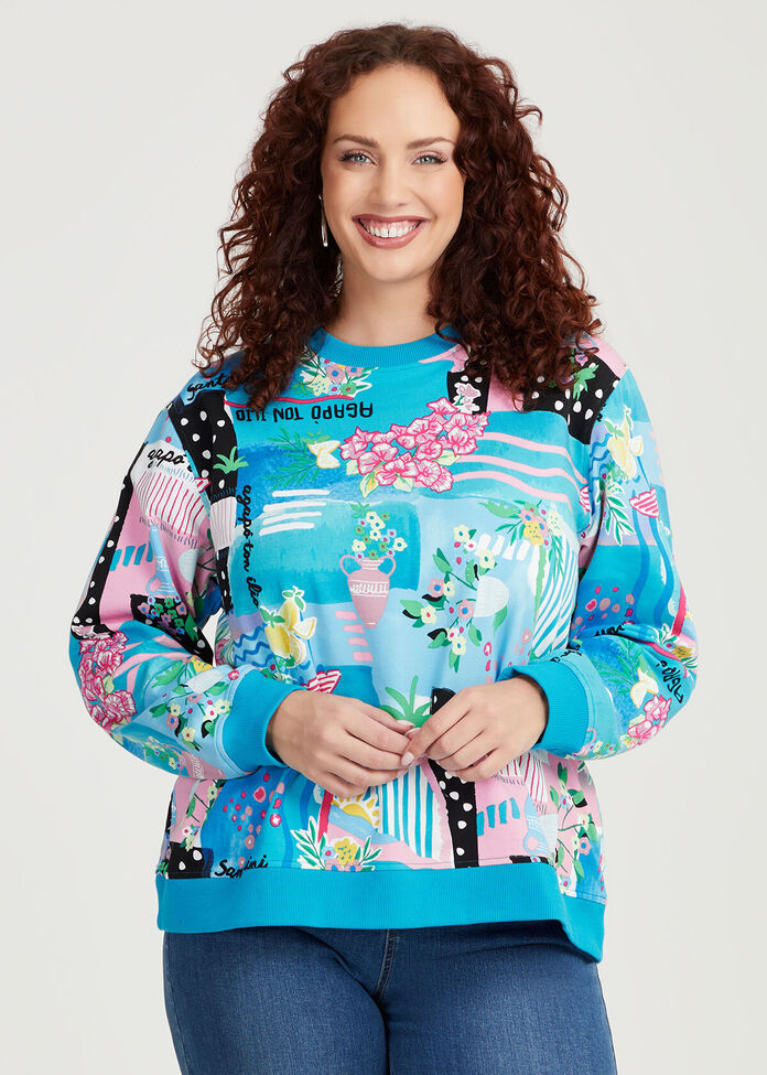 Shop Plus Size Cotton Scenery Print Sweatshirt, Multi | Taking Shape AU