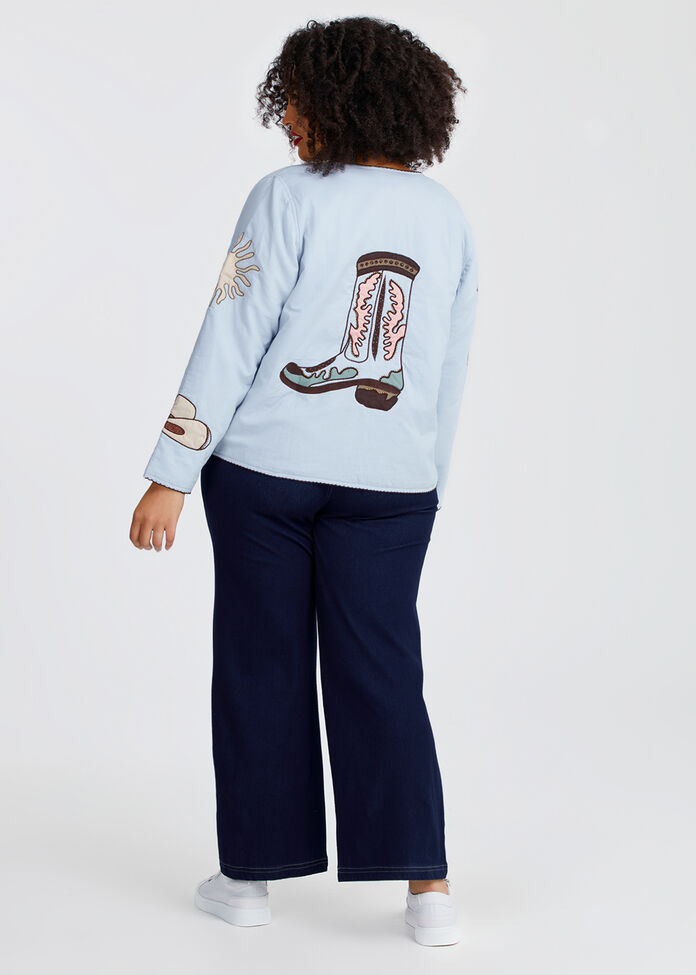 Shop Plus Size Cotton Western Icon Jacket, Blue | Taking Shape AU