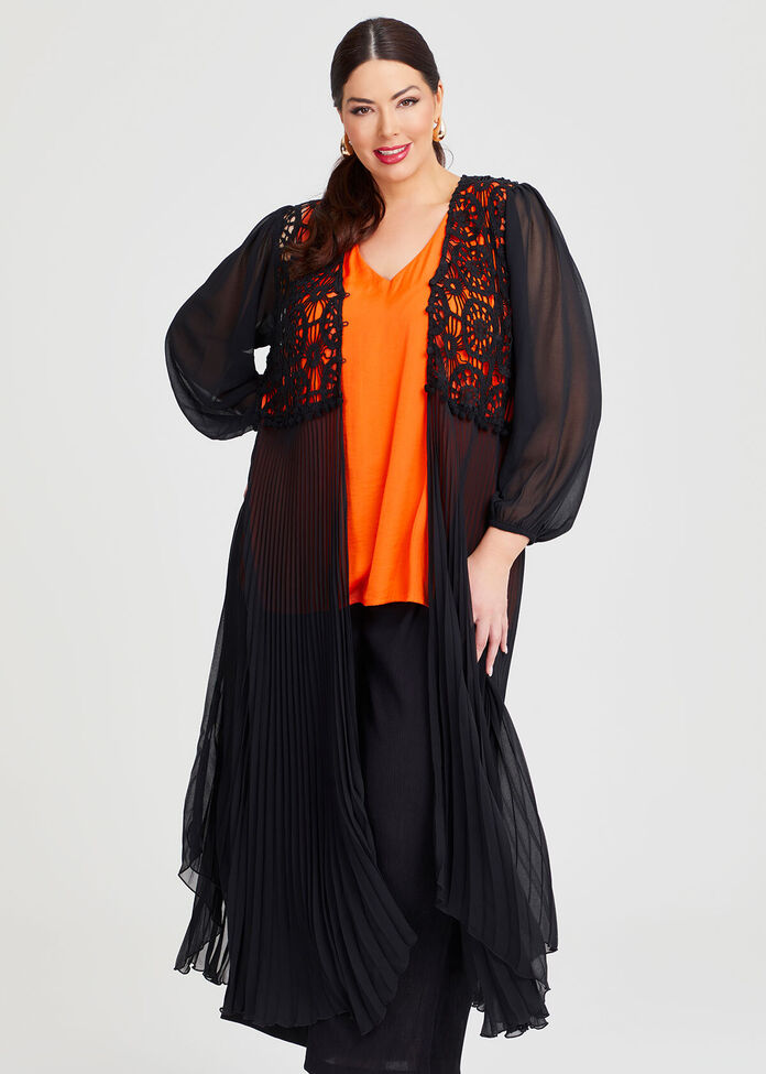 Shop Plus Size Hippolyta Lace Pleated Duster, Black | Taking Shape AU