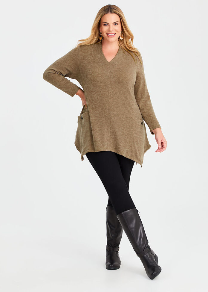 Shop Plus Size Button Detail Snug Tunic, Brown | Taking Shape AU