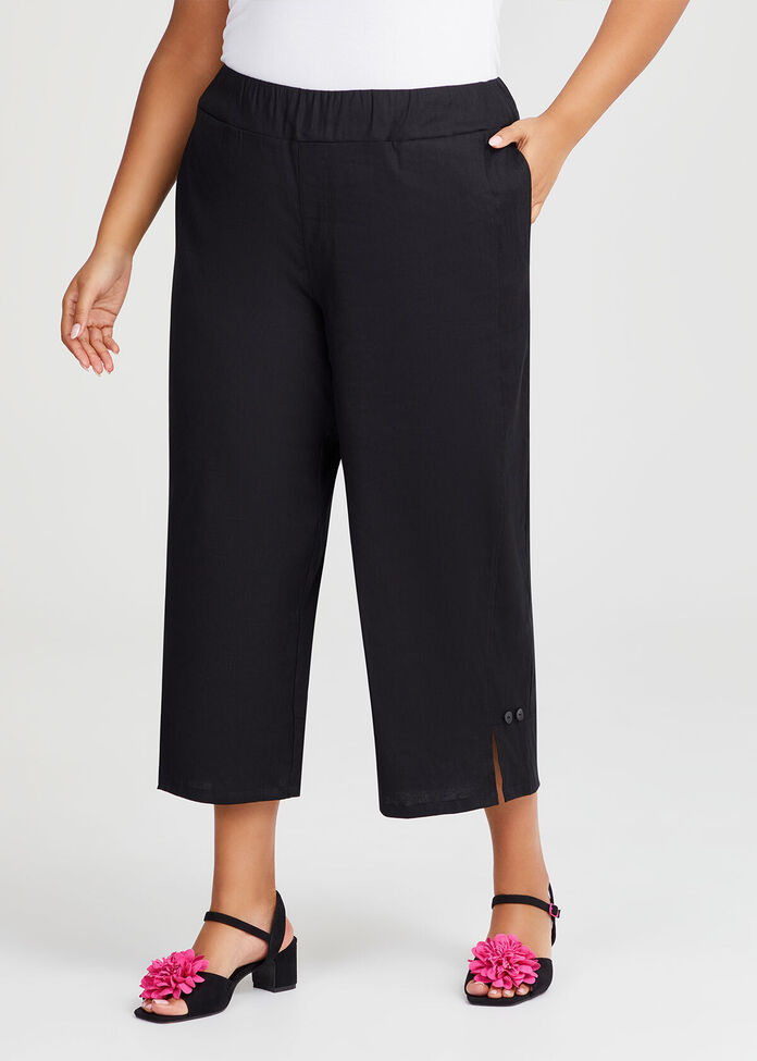 Shop Plus Size Stretch Linen Calliope Crop Pant, Black | Taking Shape NZ