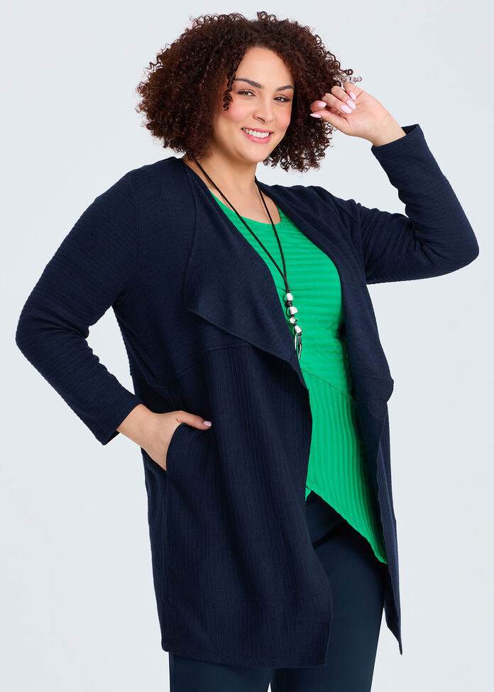 Shop Plus Size Natural Canopy Texture Cardigan, Navy | Taking Shape NZ