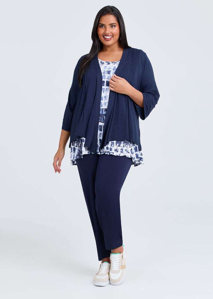 Shop Plus Size Transit Pintuck Bamboo Cardigan, Blue | Taking Shape NZ