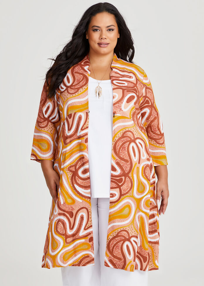 Shop Plus Size Elverina Garbara Linen Duster, Multi | Taking Shape AU
