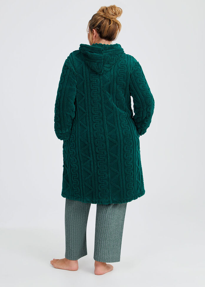 Plus Size Women's Plush Hooded Robe in Green | Taking Shape NZ