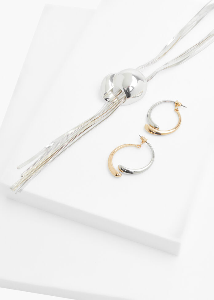 Shop Clean Metal Snake Chain Lariat in Silver | Accessories | Taking ...