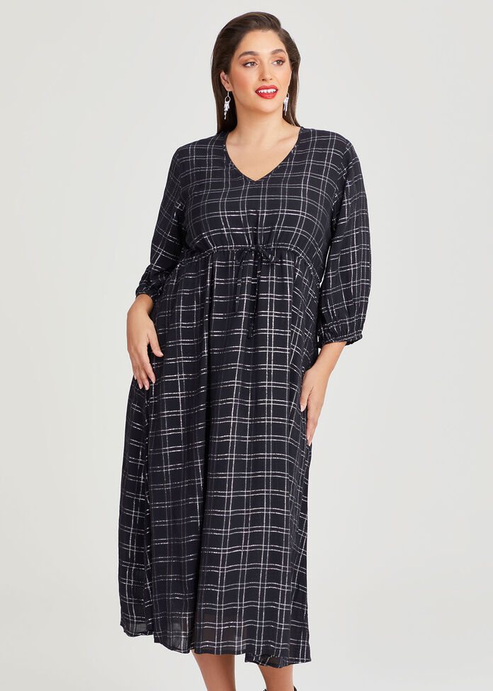 Shop Plus Size Natural Metallic Check Dress, Multi | Taking Shape AU