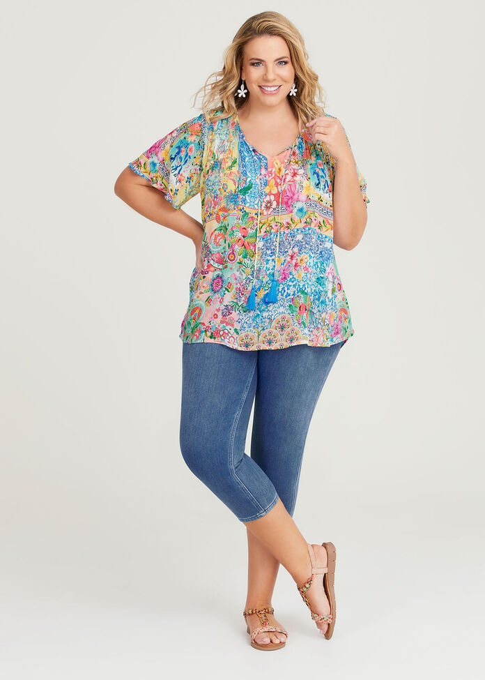 Shop Plus Size Natural Sintra Floaty Top, Multi | Taking Shape AU