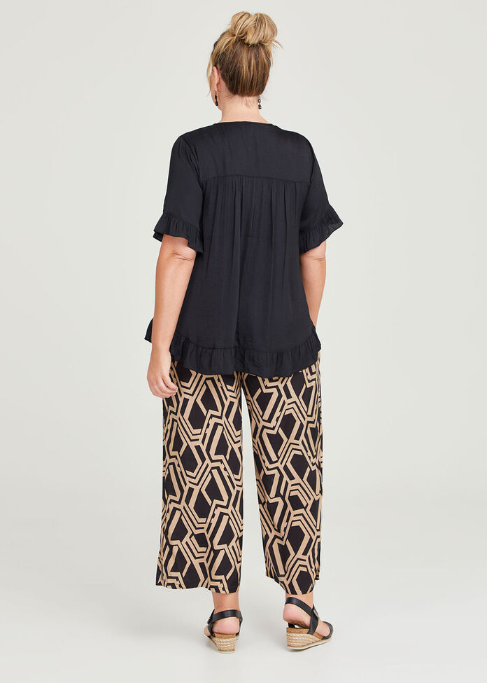 Shop Plus Size Ruffle Hem Luxe Top, Black | Taking Shape AU