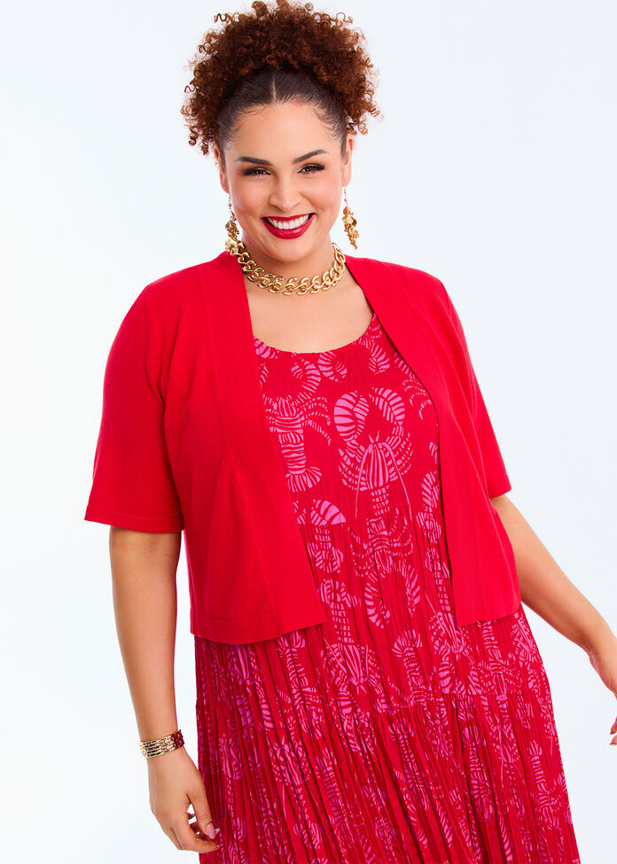 Shop Plus Size Jessie Crop Natural Cardigan, Red | Taking Shape AU