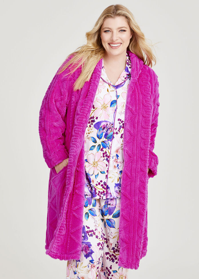 Shop Plus Size Plush Hooded Zip Up Robe in Purple | Sizes 12-30 ...