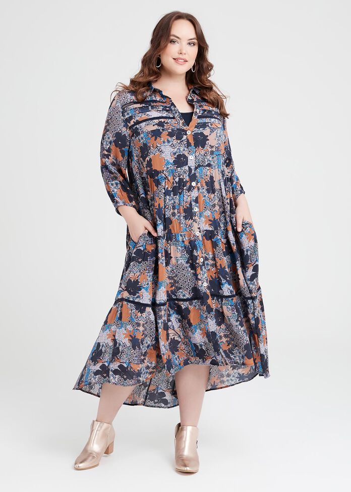 Shop Plus Size Natural Charm Shirt Dress, Print | Taking Shape AU