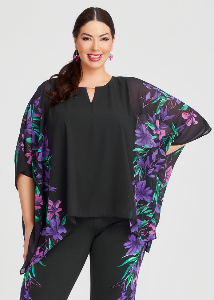 Shop Plus Size Grace Floral Chiffon Top, Black | Taking Shape AU