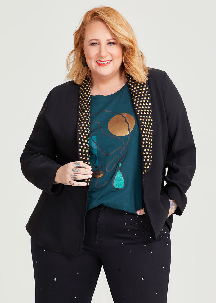 Shop Plus Size Stud Detail Blazer, Black | Taking Shape AU