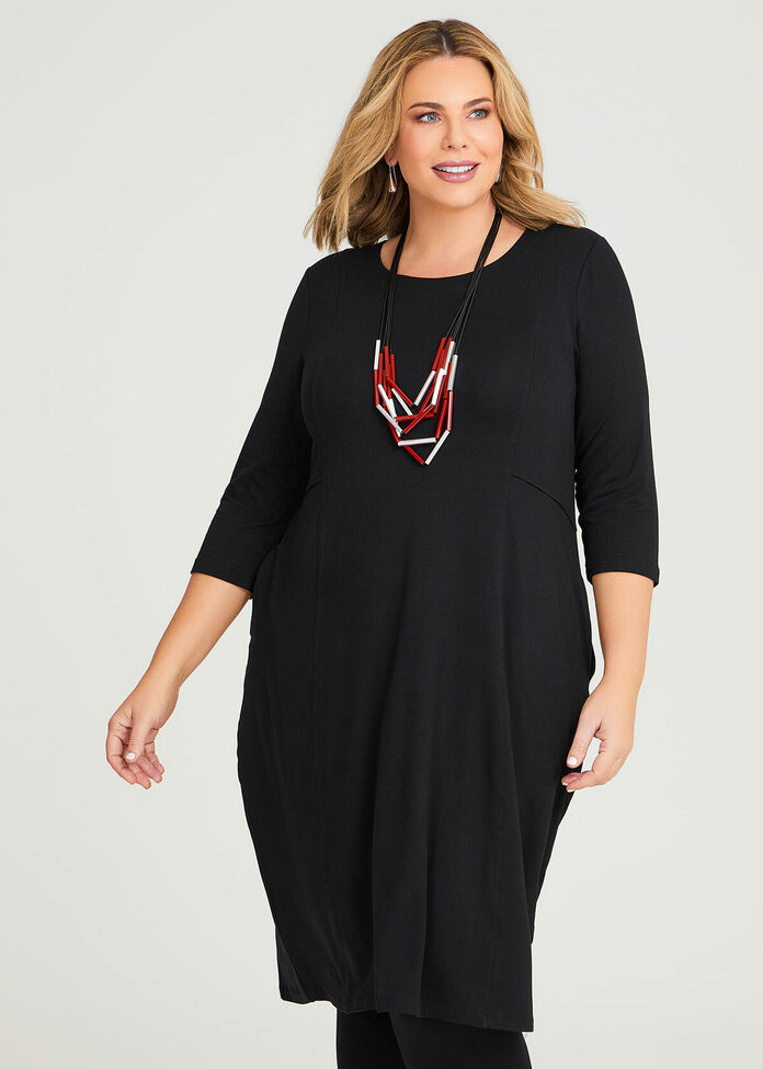 Shop Plus Size Natural Panelled Pocket Dress in Black | Taking Shape AU