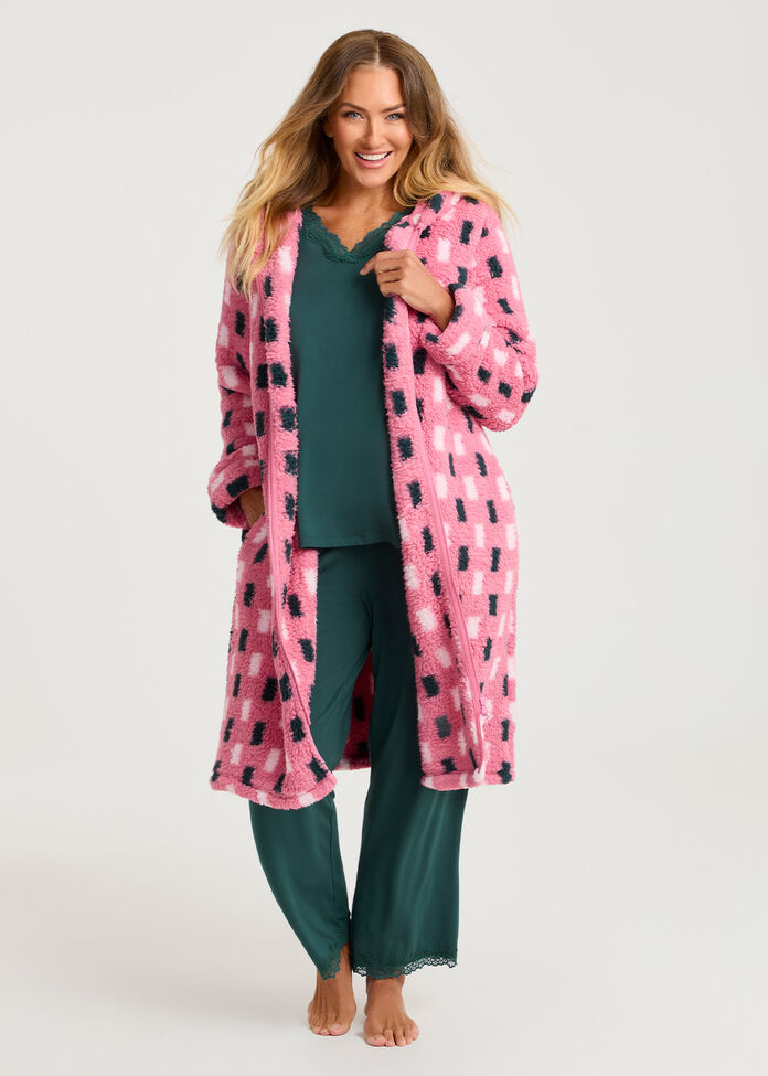Shop Plus Size Plush Check Hooded Dressing Gown, Print | Taking Shape AU