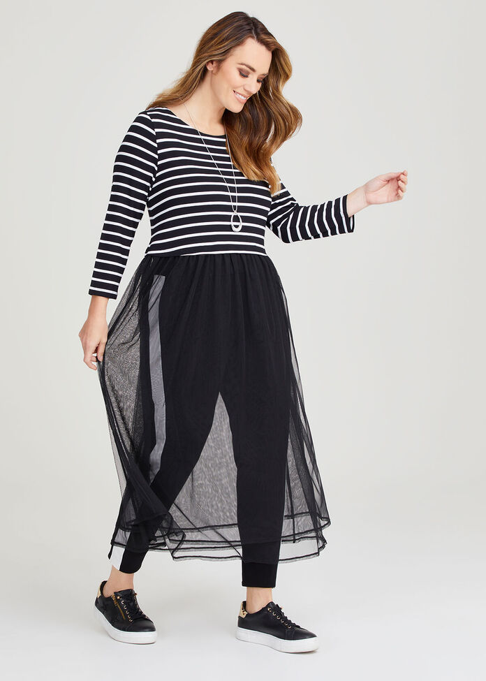 Shop Plus Size Stripe Centre Stage Mesh Dress, Multi | Taking Shape AU