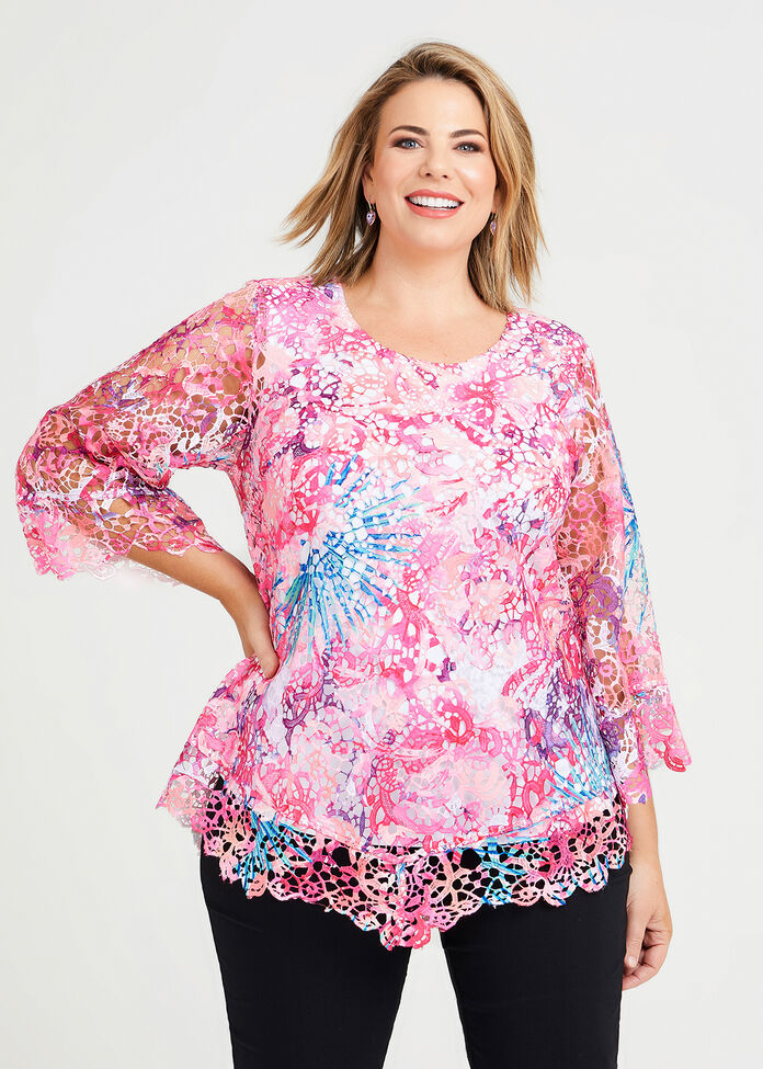 Shop Plus Size Fleur Lace Print Tunic, Multi | Taking Shape AU