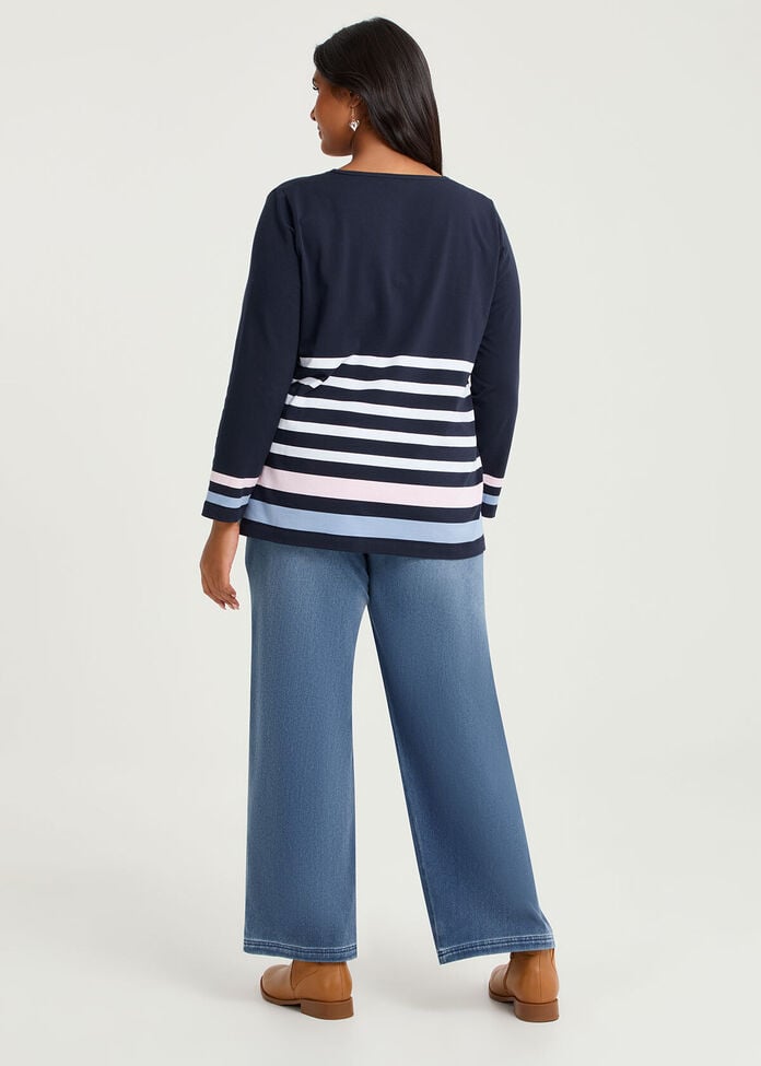 Shop Plus Size Cotton Pastel Stripe V-neck Top, Stripes | Taking Shape AU