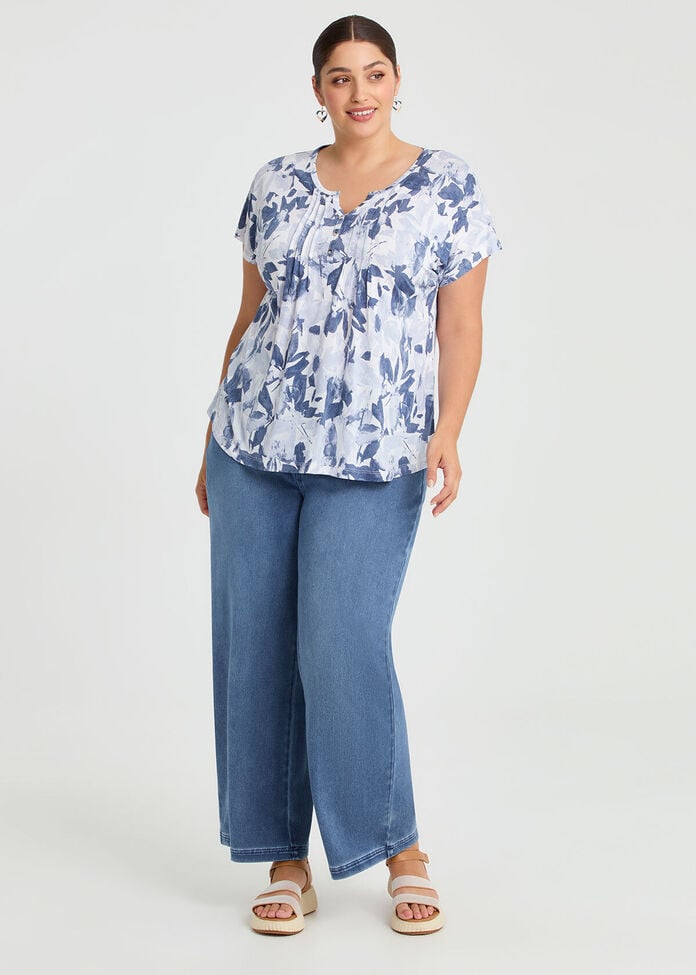 Shop Plus Size Kylie Henley Neck Top, Blue | Taking Shape NZ