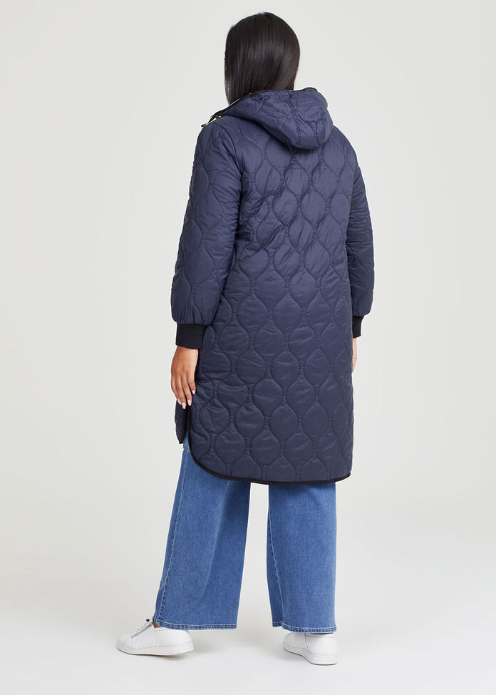 Shop Plus Size Quilted Puffer Jacket, Blue | Taking Shape NZ