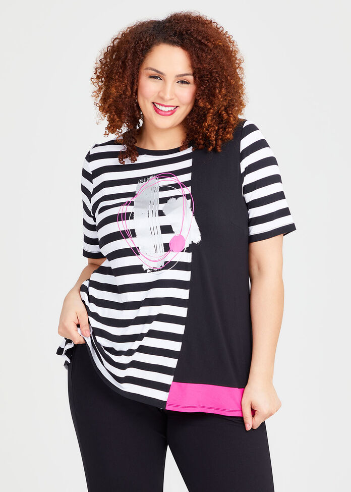 Shop Plus Size Natural Stripe Abstract Print Top, Multi | Taking Shape AU