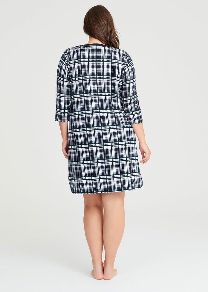 Shop Plus Size Bamboo Check V-neck Nightie, Multi | Taking Shape NZ