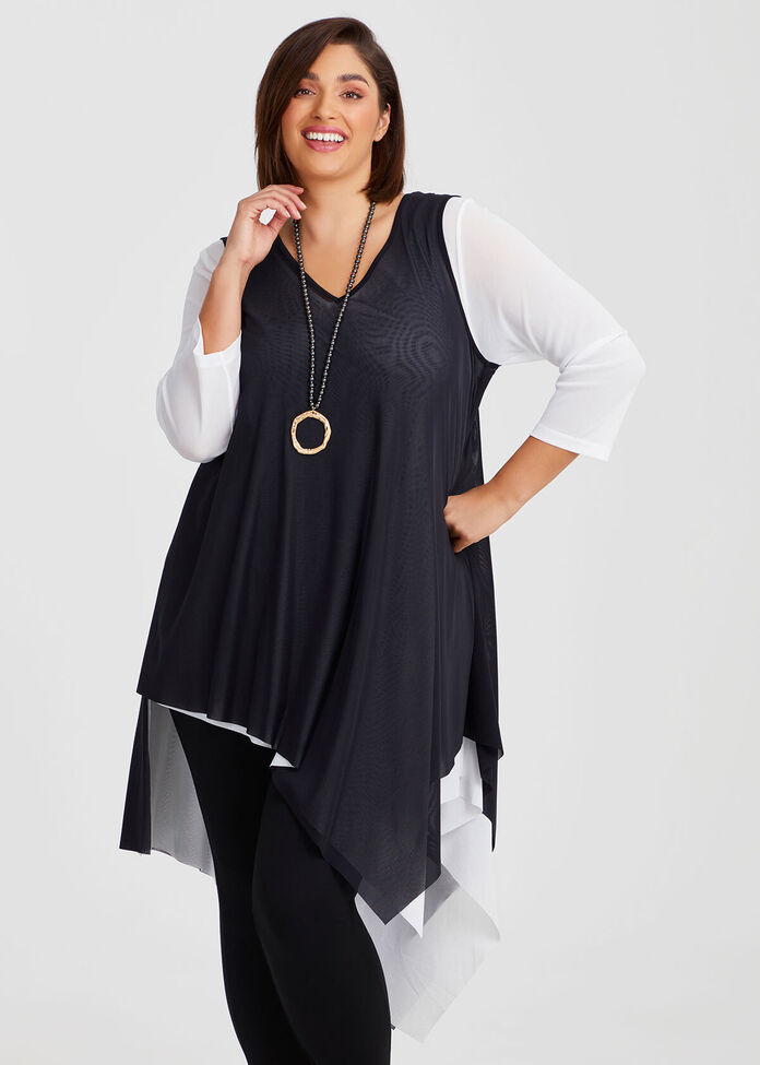 Shop Plus Size Double Take Mesh Layering Tunic, Black | Taking Shape AU
