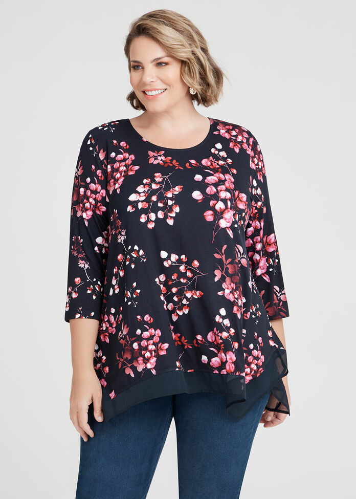 Shop Plus Size Bamboo Floral Chiffon Top, Print | Taking Shape AU