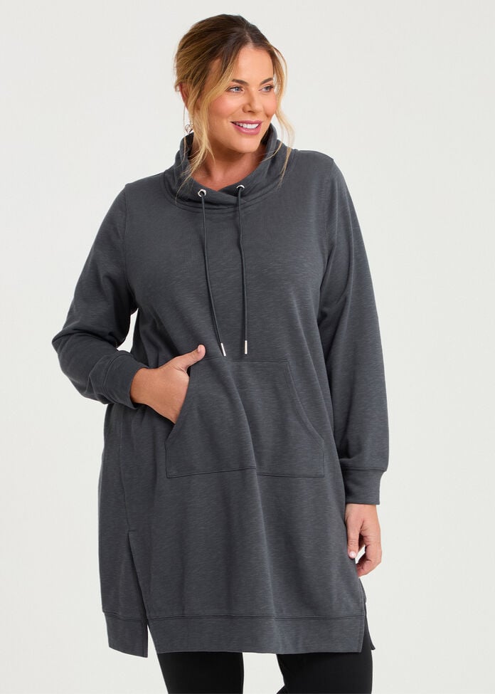 Shop Plus Size Cowl Pocket Sweat Dress, Black | Taking Shape AU