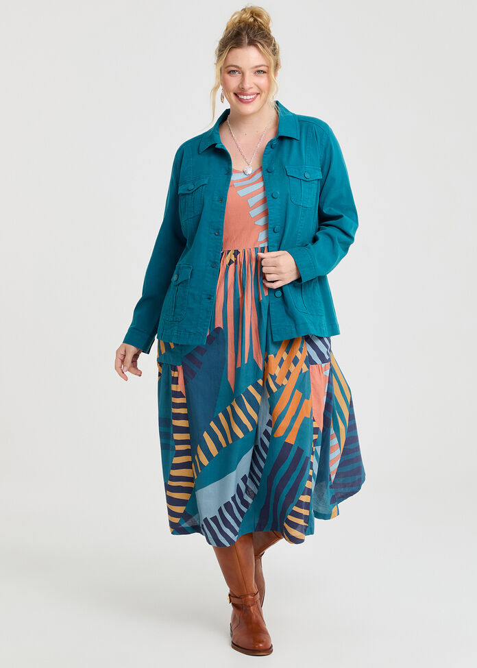 Shop Plus Size Cotton Pocket Midi Dress, Multi | Taking Shape UK