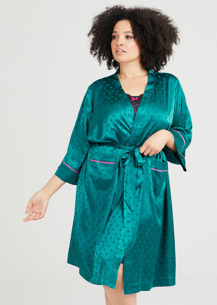 Shop Plus Size Satin Stretch Self Spot Robe, Green | Taking Shape AU