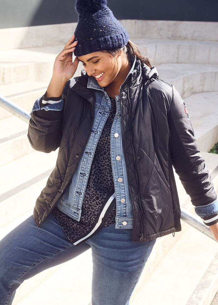 Shop Plus Size Quilted Puffer Active Jacket, Black | Taking Shape AU