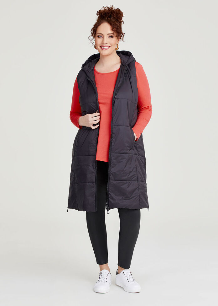 Shop Plus Size Long Line Puffer Vest, Black | Taking Shape AU