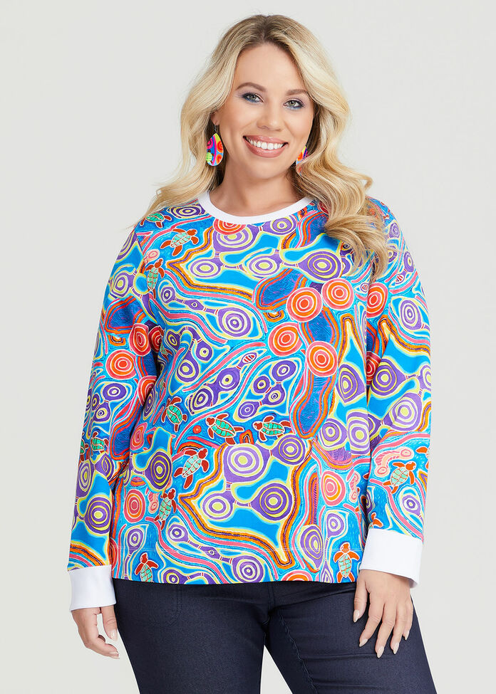 Shop Plus Size Ngawayu Buluru Cotton Sweatshirt, Multi | Taking Shape AU