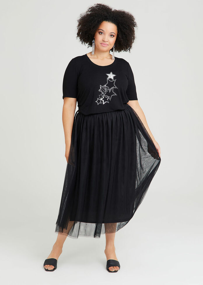 Shop Plus Size Natural Cosmic Top in Black | Sizes 12-30 | Taking Shape UK