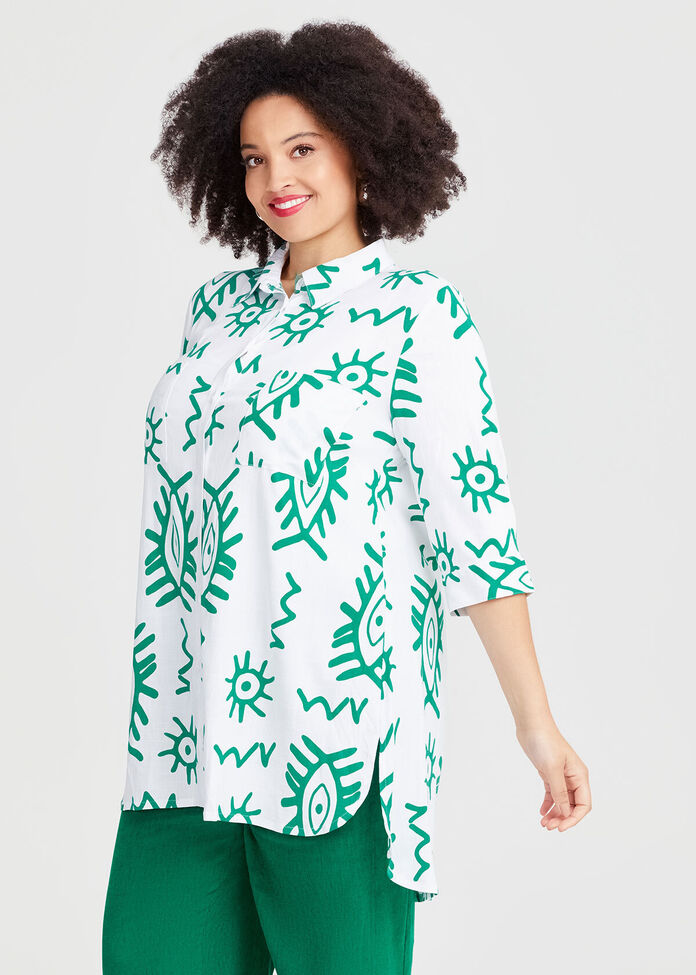 Plus Size Natural Mythical Shirt White & Green | Taking Shape AU