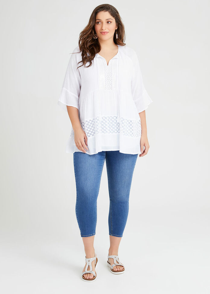 Shop Plus Size Natural Embellished Lace Top, White | Taking Shape AU