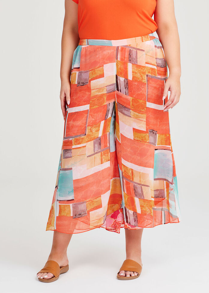 Plus Size Reversible Mosaic & Check Palazzo Pants | Taking Shape AU