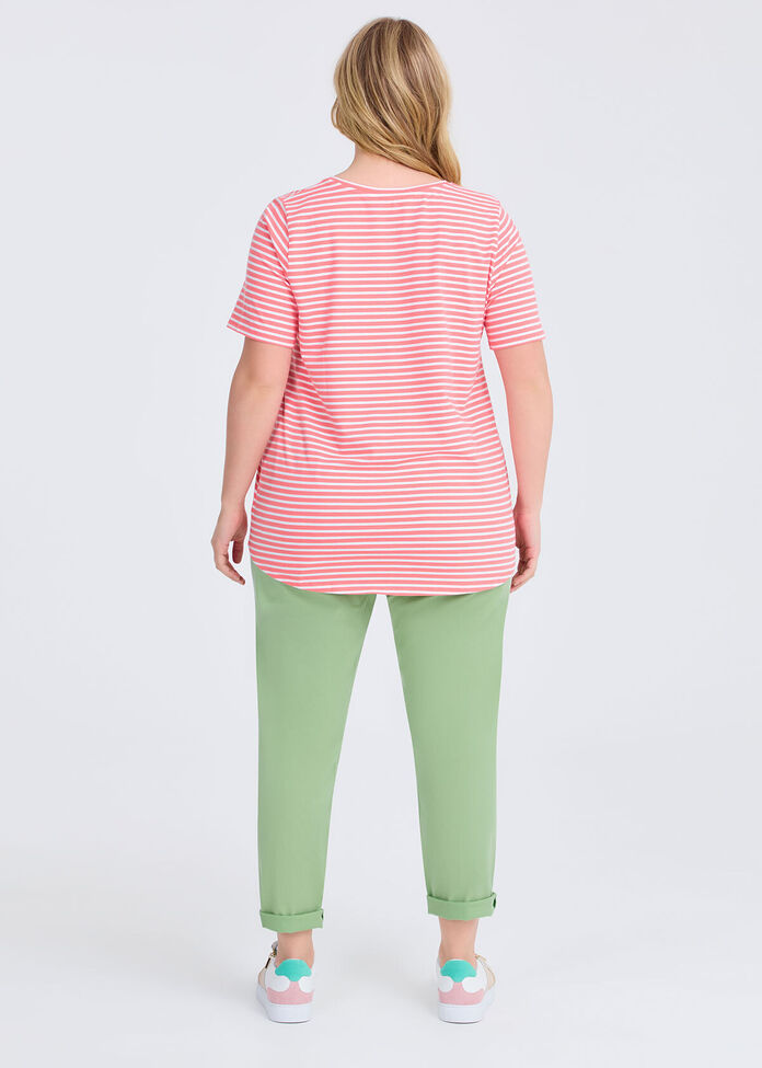 Shop Plus Size Good Earth Australian Cotton Stripe T-shirt, Pink ...