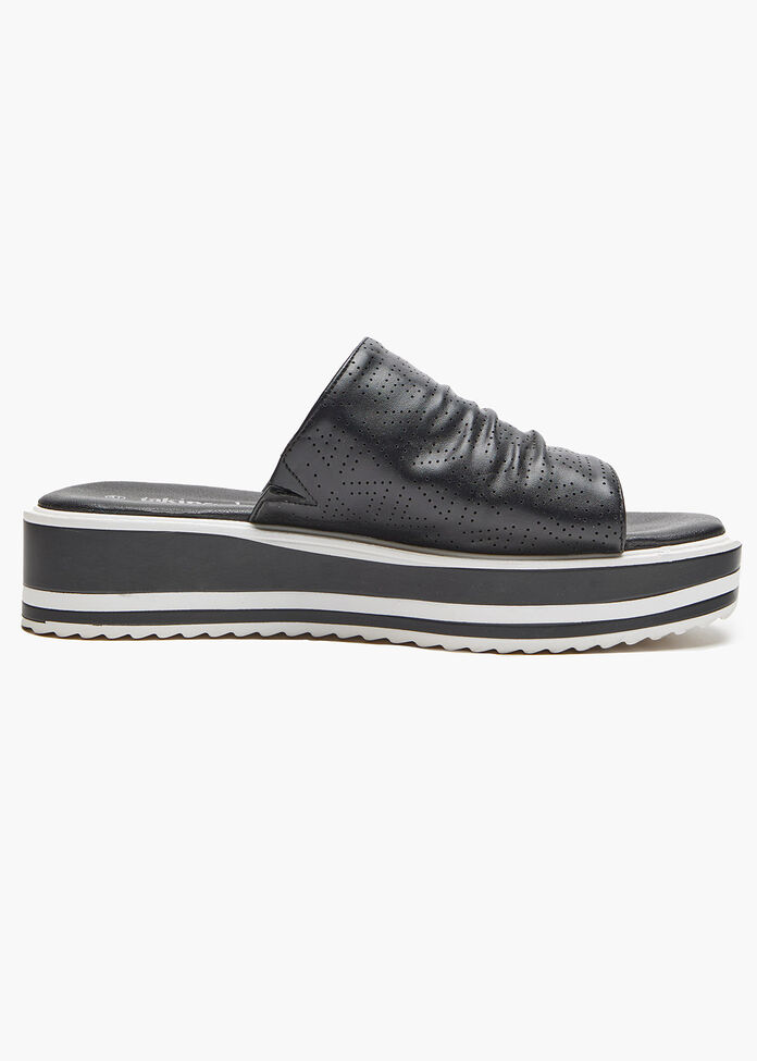 Shop Black Striped Wedge Slide | Comfortable Shoes | Taking Shape AU