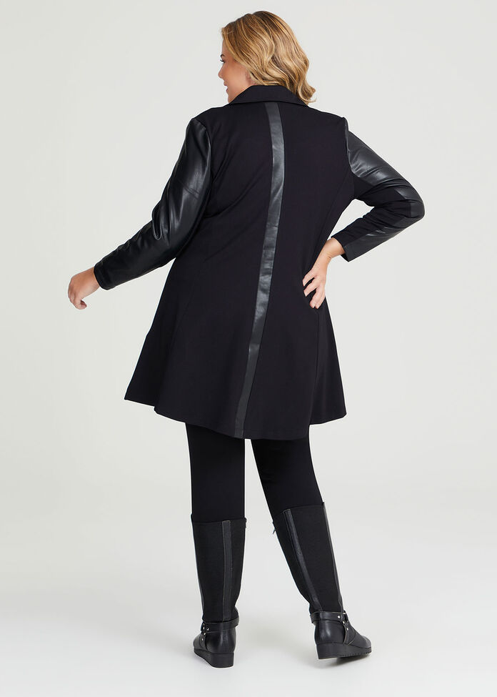 Shop Plus Size Bamboo Ponte And Pleather Jacket Black Taking Shape Au