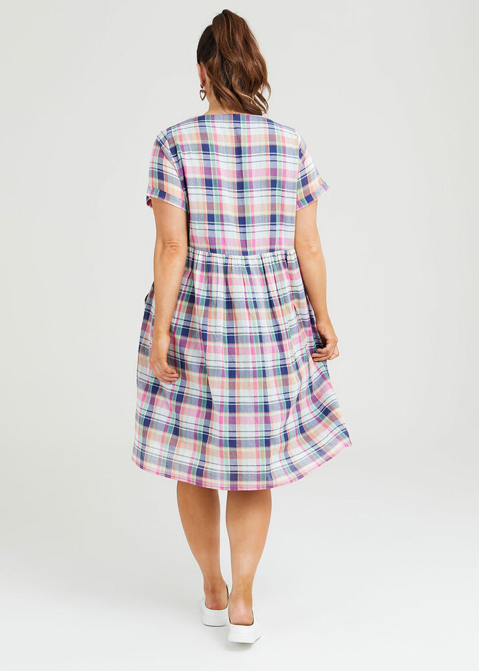 Shop Plus Size Cotton Multicolour Check Dress, Multi | Taking Shape AU