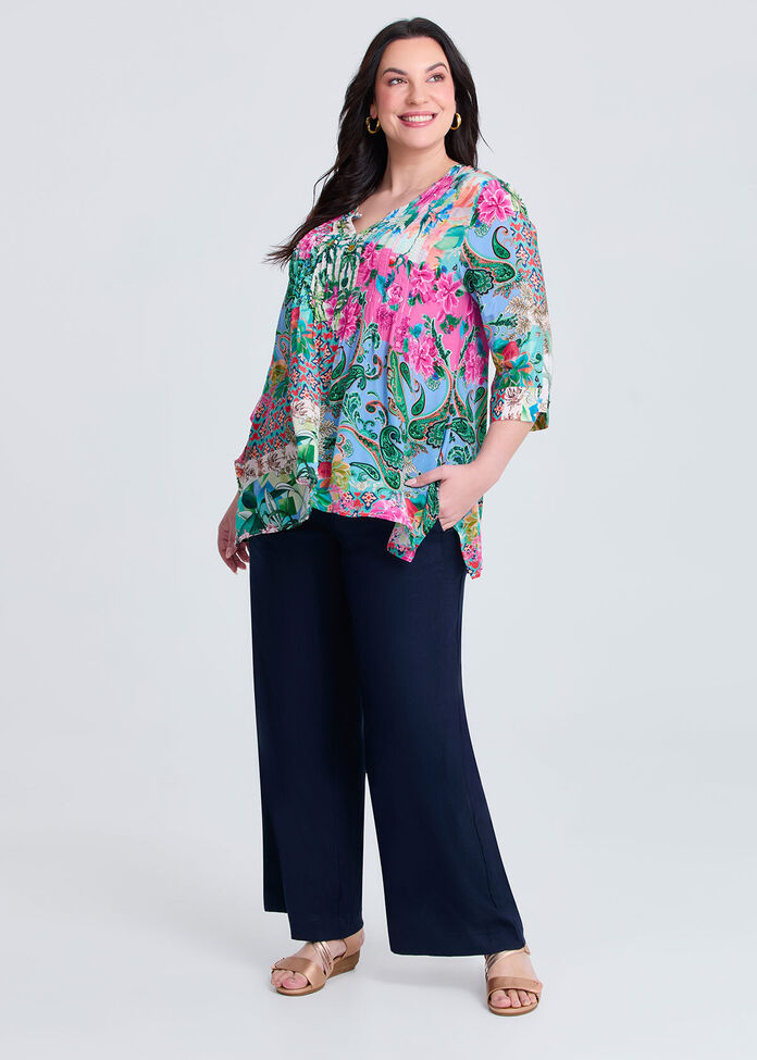 Shop Plus Size Polly Pintuck Natural Top, Multi | Taking Shape NZ