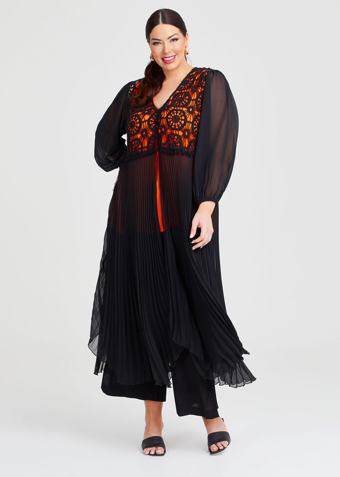 Shop Plus Size Hippolyta Lace Pleated Duster, Black | Taking Shape AU